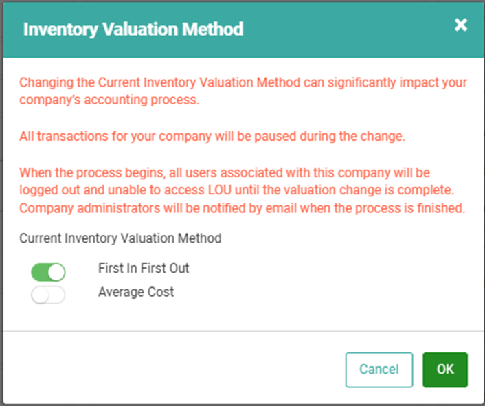 Convert Inventory Valuation Methods