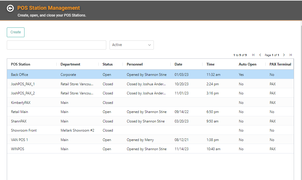 POS Station Management